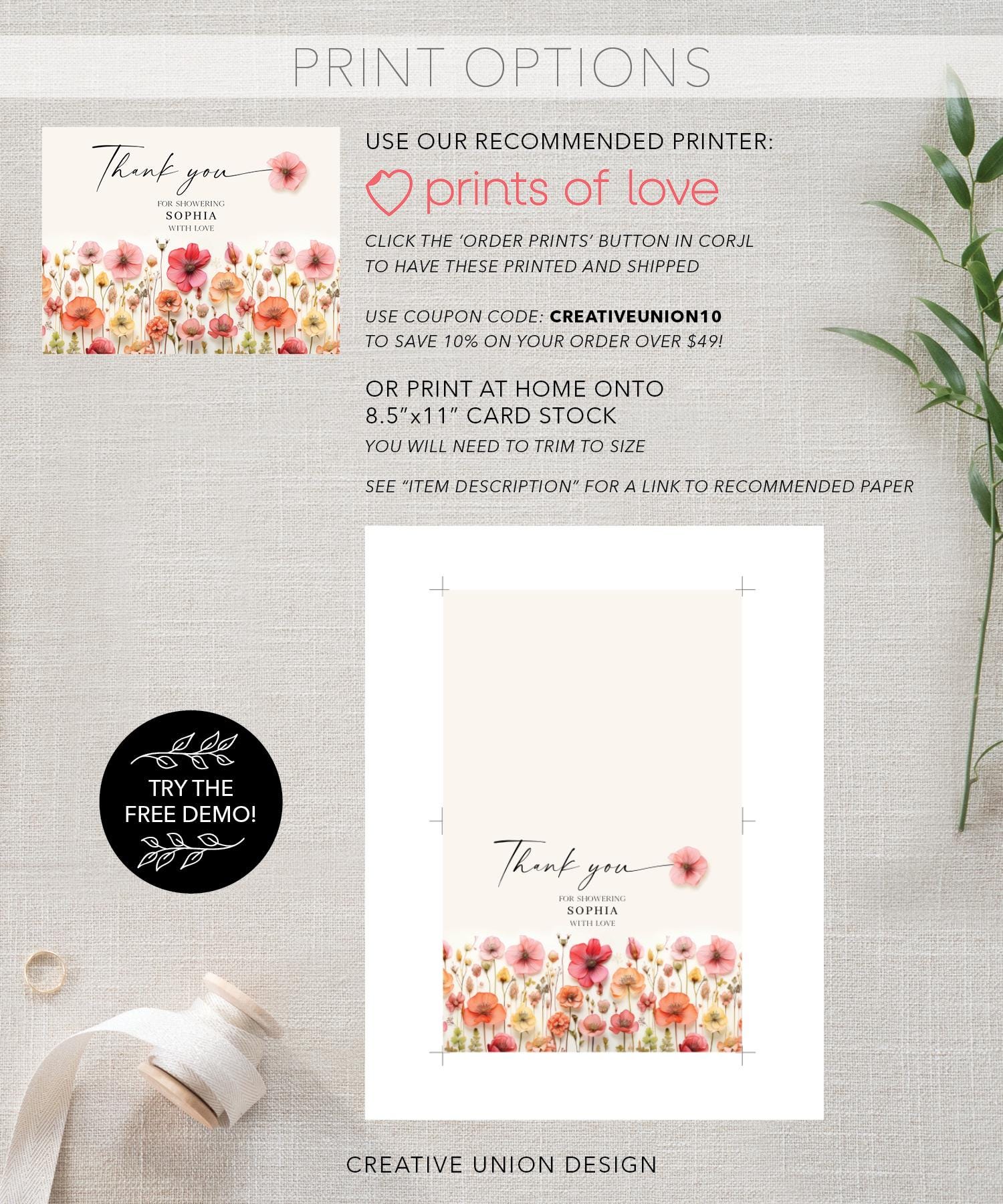 Thank You Card Baby Shower Thank You Card Personalized Thank You Card ...