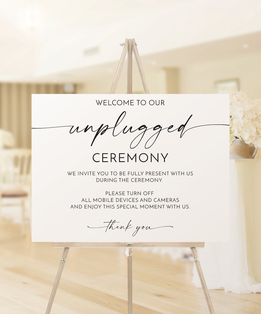 Unplugged Ceremony Sign Template, Printable Unplugged Wedding Sign, No ...