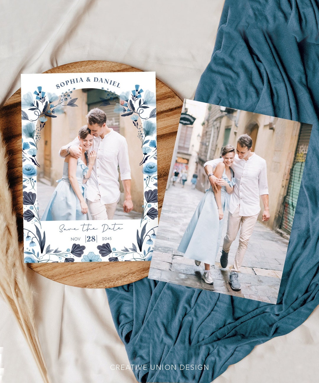 Boho Floral Arch Photo Save the Date Template, Boho Save the Date With ...