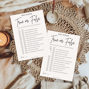 True or False Baby Shower Game, Fun Facts Editable Baby Shower Game ...