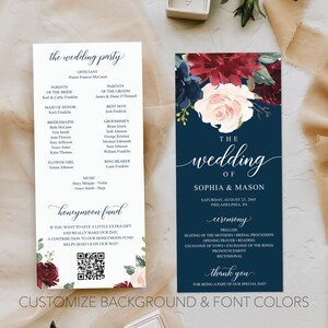 Fully Editable Wedding Programs Template, 4x9 Wedding Program, Editable Fall Wedding Program ...