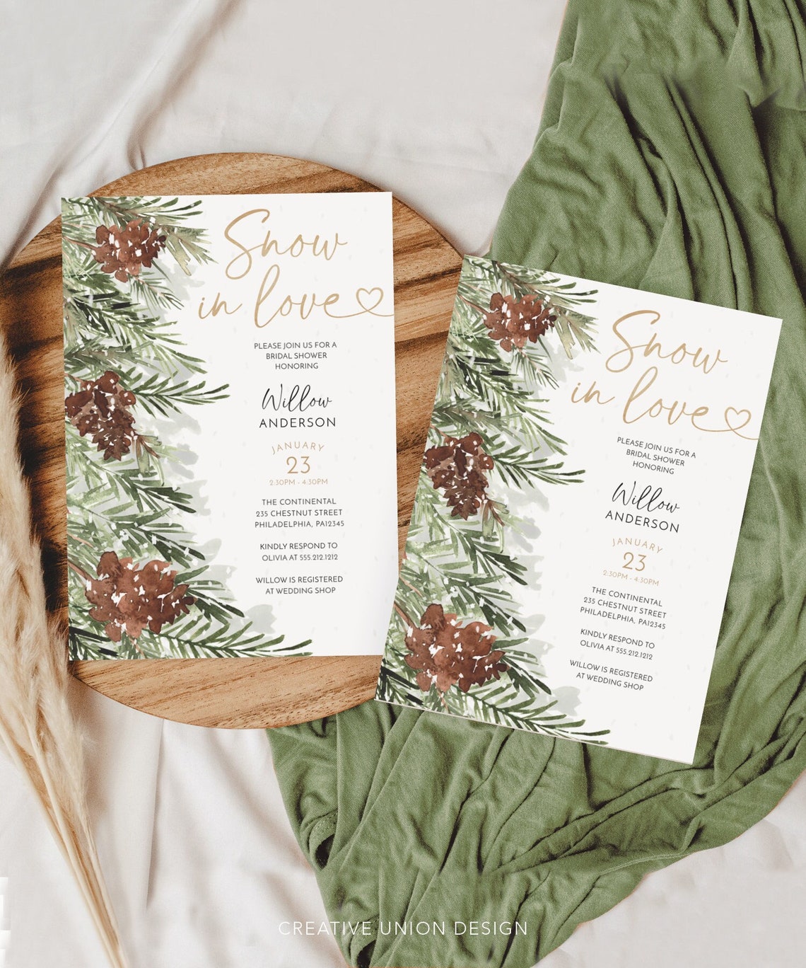 Snow in Love Winter Bridal Shower Invitation Template - Etsy