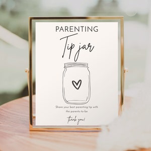 Parenting Tip Jar Sign and Card, Baby Shower Advice, Editable Template ...
