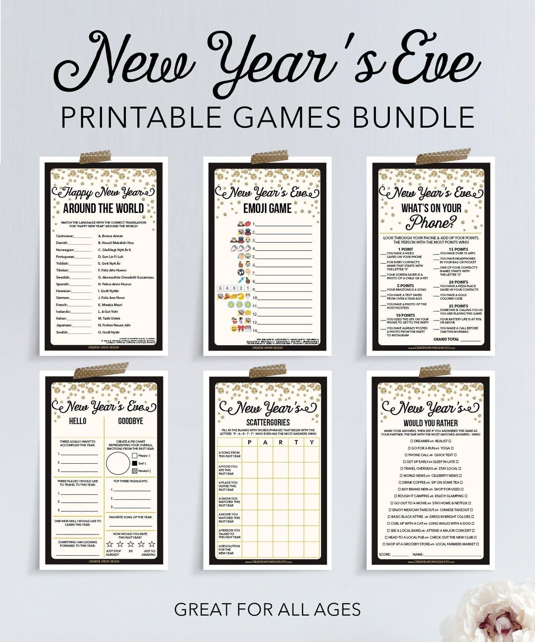 New Years Eve Printable Games Bundle, New Year's Eve, New Year's Eve ...