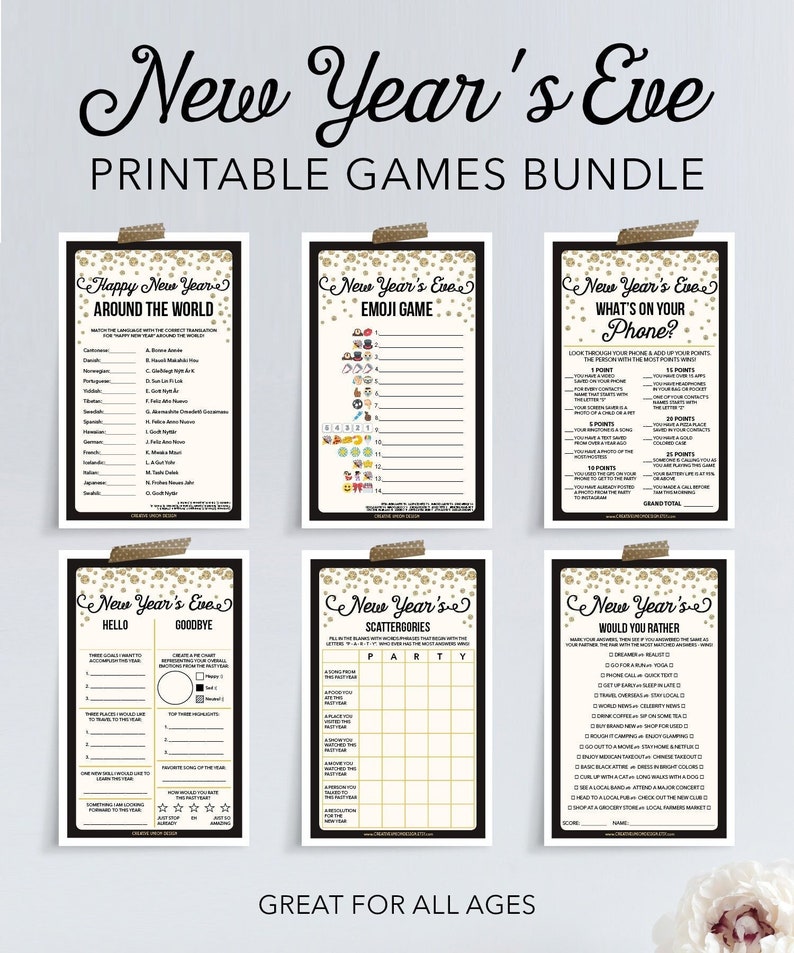 New Years Eve Printable Games Bundle, New Year's Eve, New Year's Eve ...