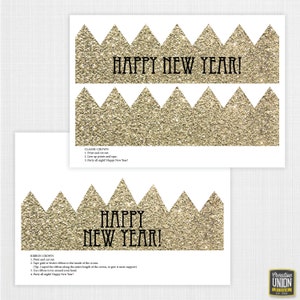 Printable New Years Eve Crowns - New Year's Eve Hat - Faux Glitter ...