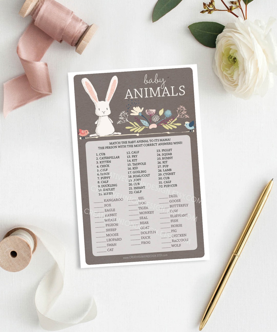 A Little Bunny, Baby Animals Baby Shower Game, Baby Shower Games, Who's ...