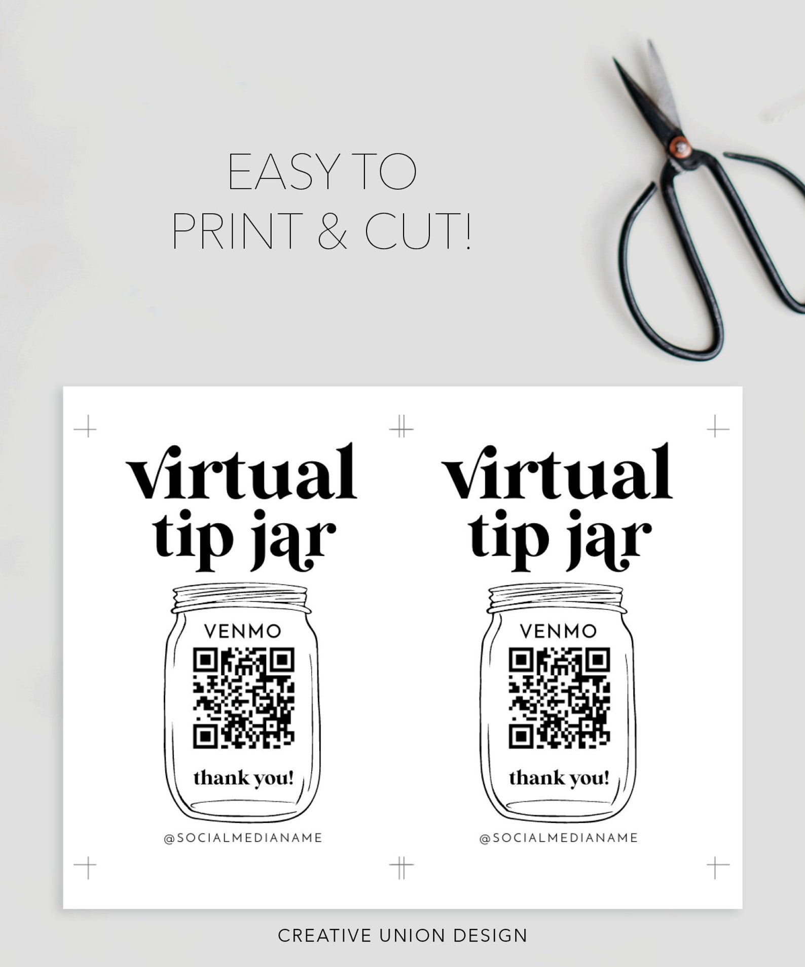 Printable Virtual Tip Jar Sign, Venmo QR Code Sign, Tips Accepted, Tip ...