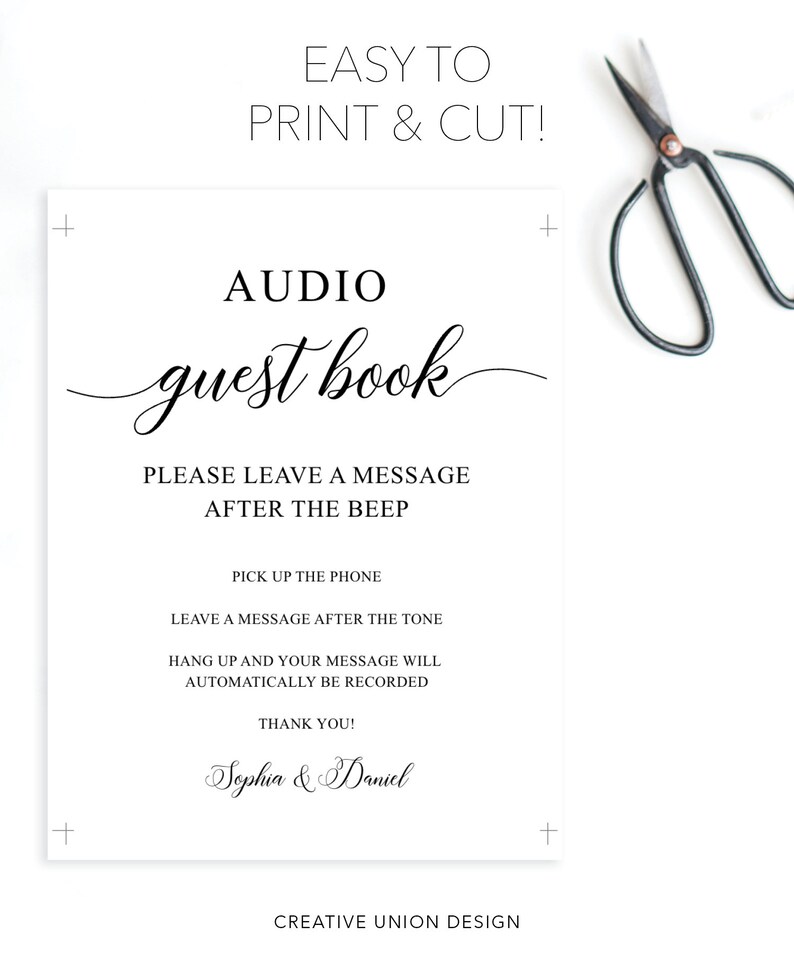 Audio Guest Book Sign Template Telephone Guestbook Leave a - Etsy