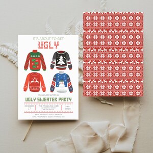 Ugly Sweater Party Invitation Template, Editable Holiday Party Invite ...