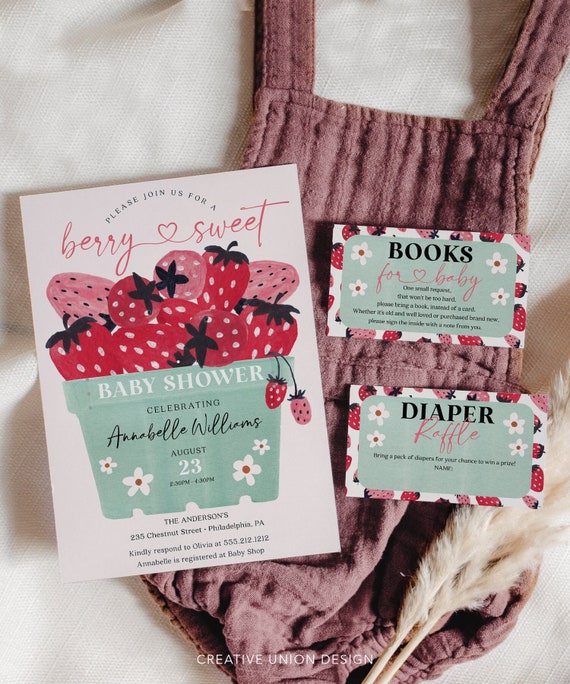 Berry Sweet Baby Shower Invitation Set Template, Printable Editable ...