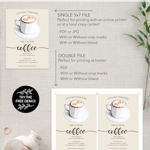 Coffee Invitation, Coffee Get Together Invite, Coffee Meet up Digital ...