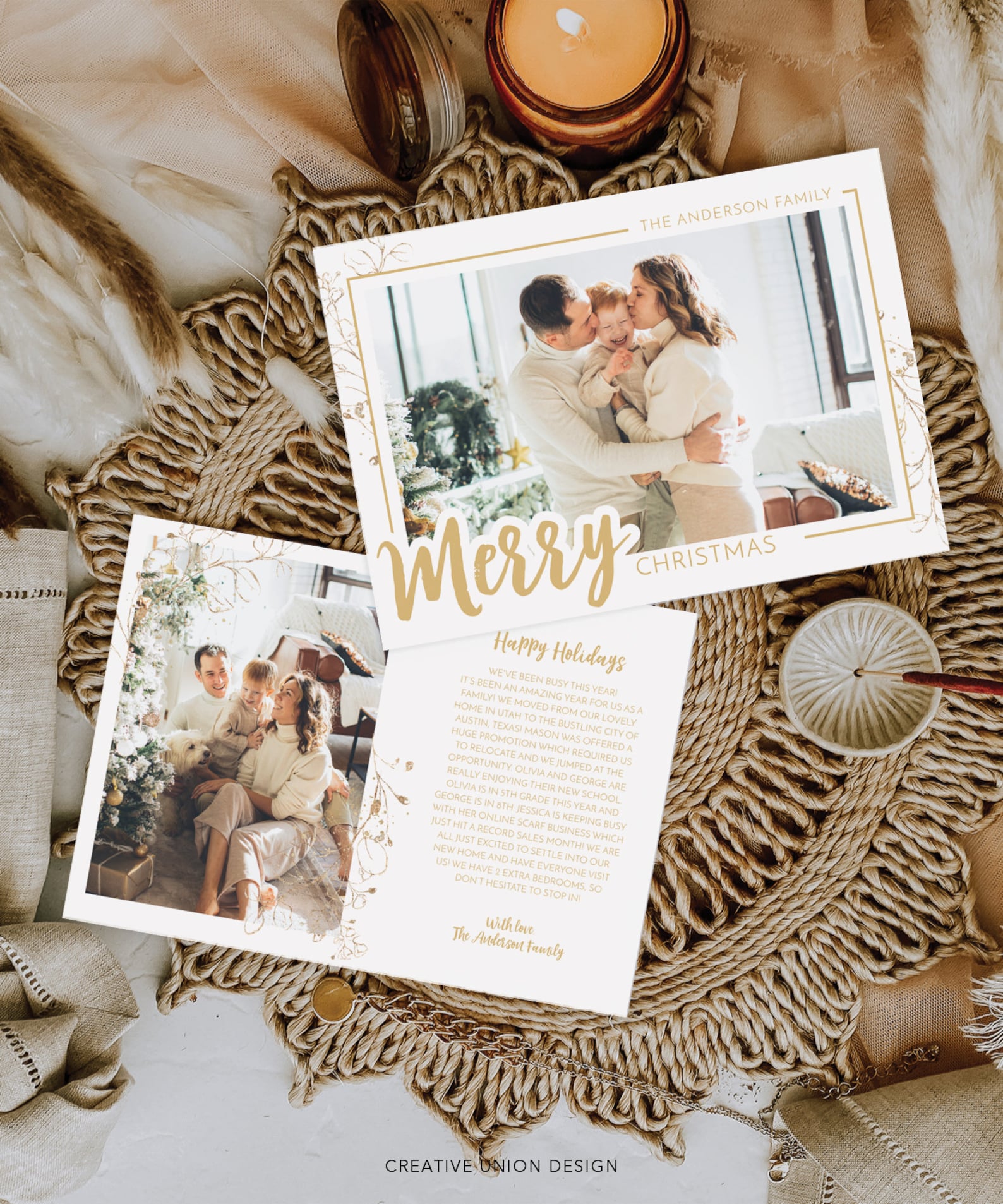 Christmas Photo Card Template Printable Holiday Card Modern - Etsy