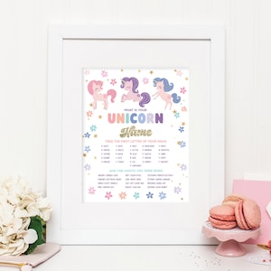 What's Your Unicorn Name Game Template, Unicorn Birthday Party Game ...