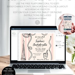 Hand Drawn French Bachelorette Party Invitation and Itinerary Template ...