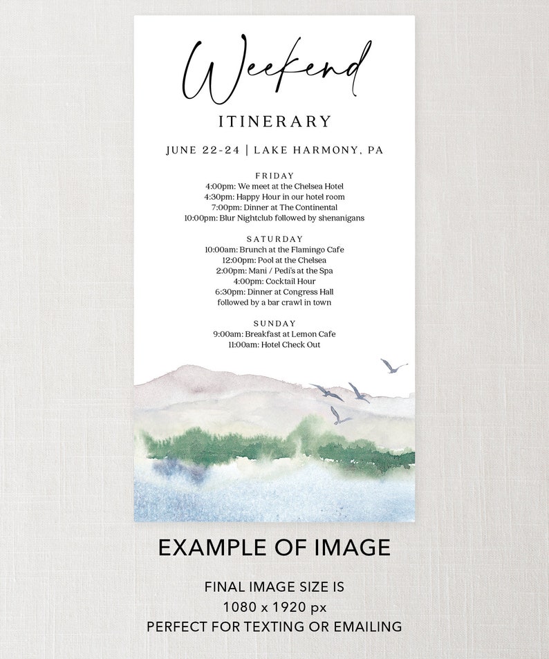 Weekend Itinerary Template Digital Schedule Agenda | Etsy