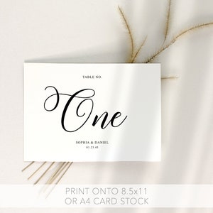 Horizontal Classic Calligraphy Wedding Table Numbers Template, Fully ...