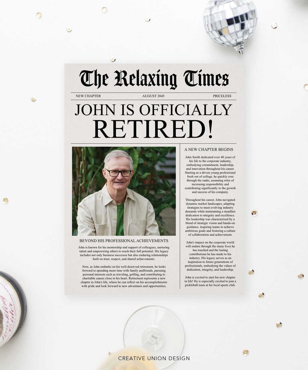 Editable Retirement Newspaper Template, Printable Newspaper, Retirement ...