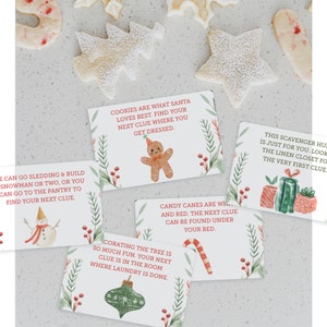 Indoor Christmas Treasure Hunt Game Cards, Printable Christmas ...