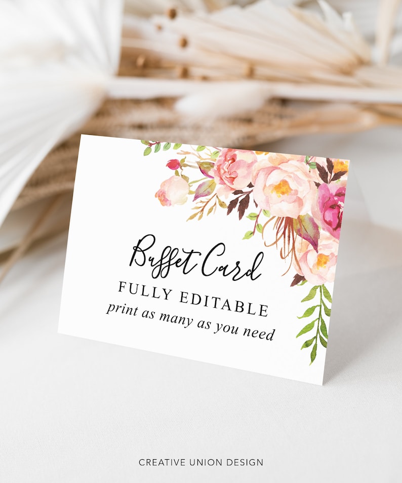 Buffet Food Signs, Template, Food Labels, Tented Cards, Food Stations ...