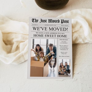 Newspaper Moving Announcement Template, New Address Announcement, We ...