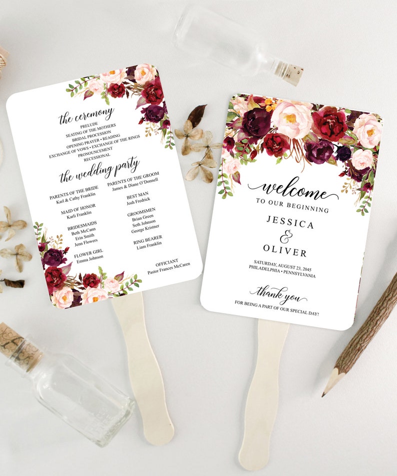 Fall Wedding Program Template Printable Fan Program Wedding - Etsy