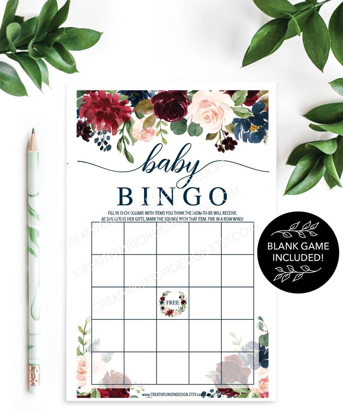 Baby Shower Bingo 60 Unique Game Sheets Baby Shower Games | Etsy