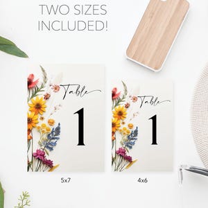 Wildflower Table Numbers Template, Editable Bridal Shower Table Numbers ...