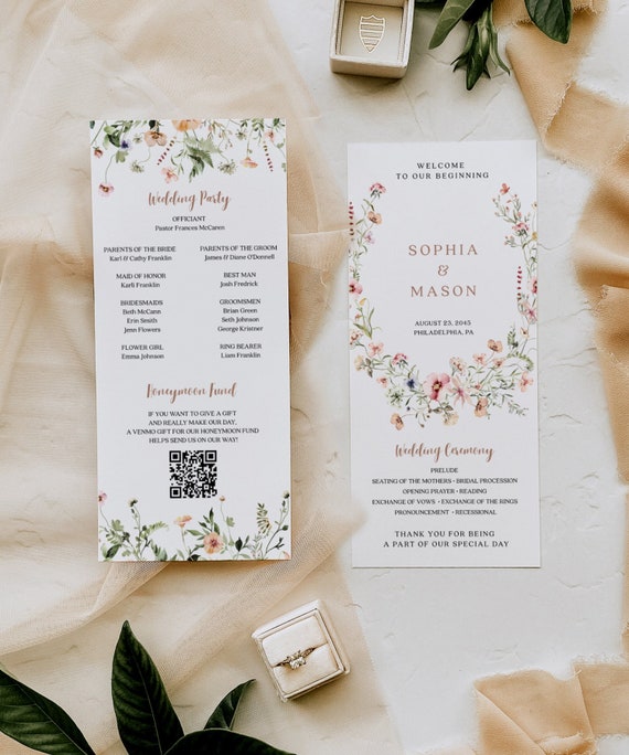 Wildflower Wedding Program Template, Rustic Programs for Wedding ...