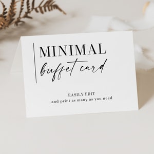 Minimal Buffet Card Template, Food Label, Wedding Buffet Printable ...