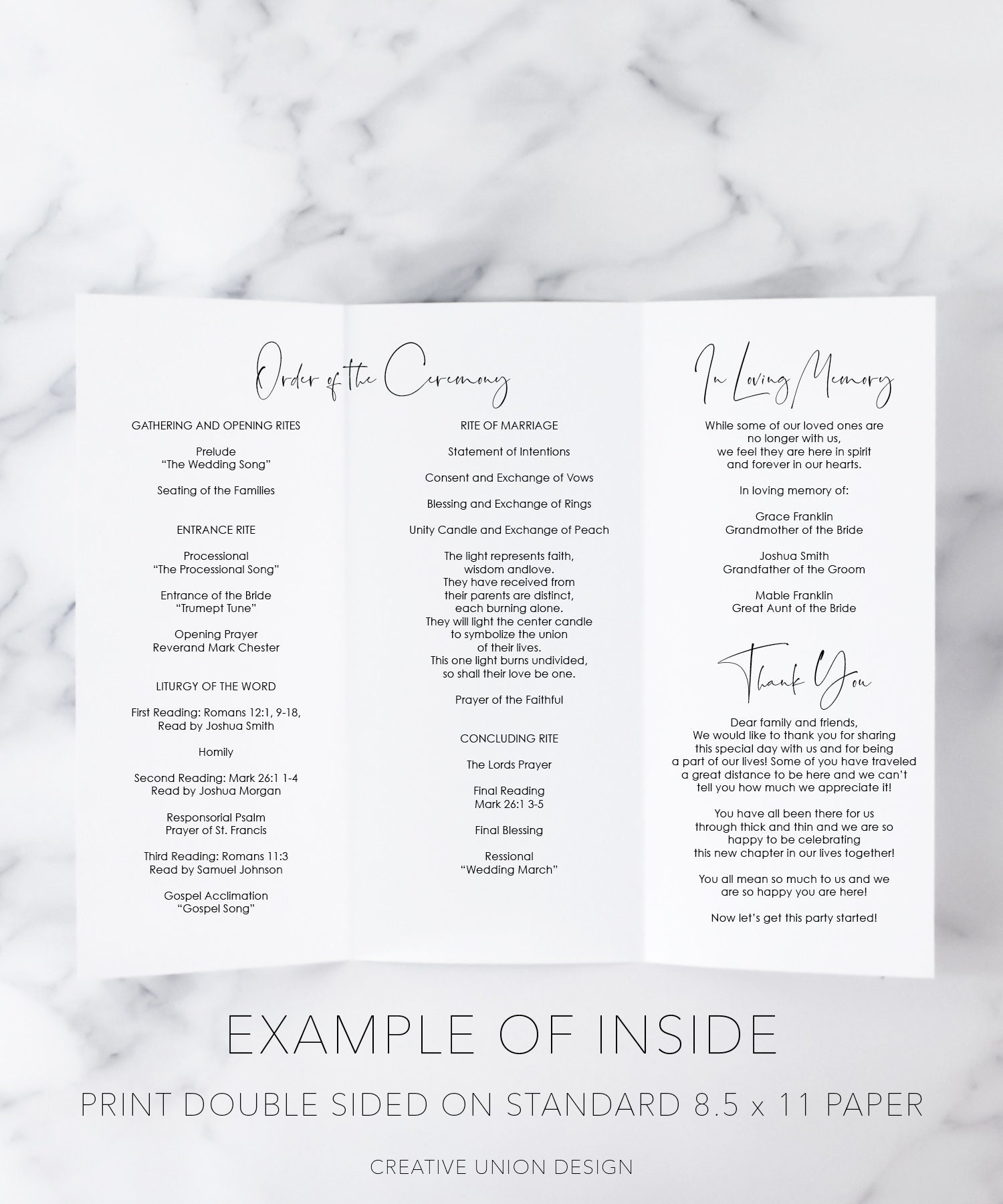 Trifold Wedding Program Template Wedding Ceremony Program | Etsy