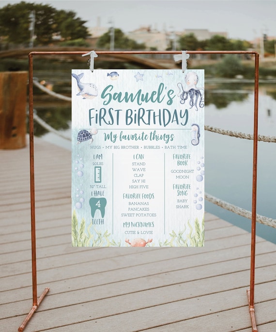 Editable Under The Sea Birthday Milestone Sign Template, Milestone ...