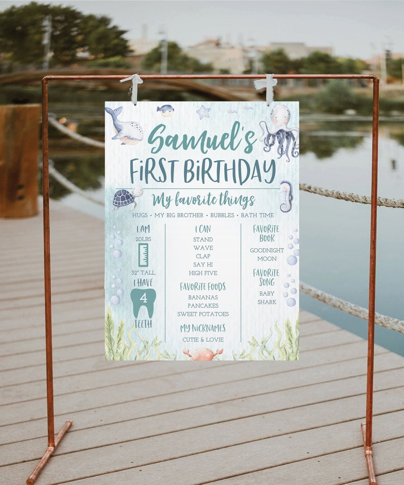 Editable Under the Sea Birthday Milestone Sign Template, Milestone ...