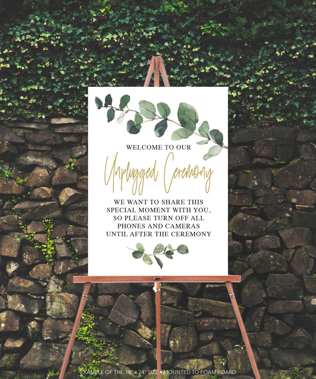 Unplugged Ceremony Sign, Printable Unplugged Wedding Sign, No Cameras ...