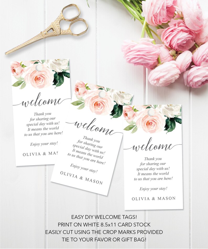 Welcome Tags Editable Tags Printable Favor Tags Wedding - Etsy