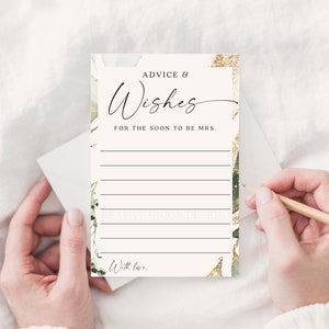 Advice and Wishes for the Bride Template, Advice for the Soon to Be Mrs ...