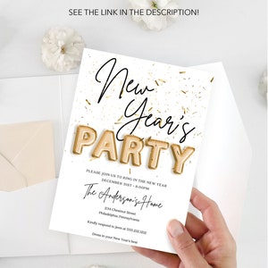 New Year's Eve Party Invitation Template, Confetti, New Years Party ...