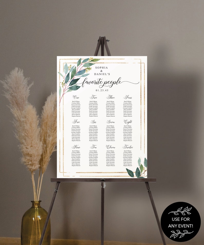 Printable Seating Chart Template Seating Arrangement Sign - Etsy