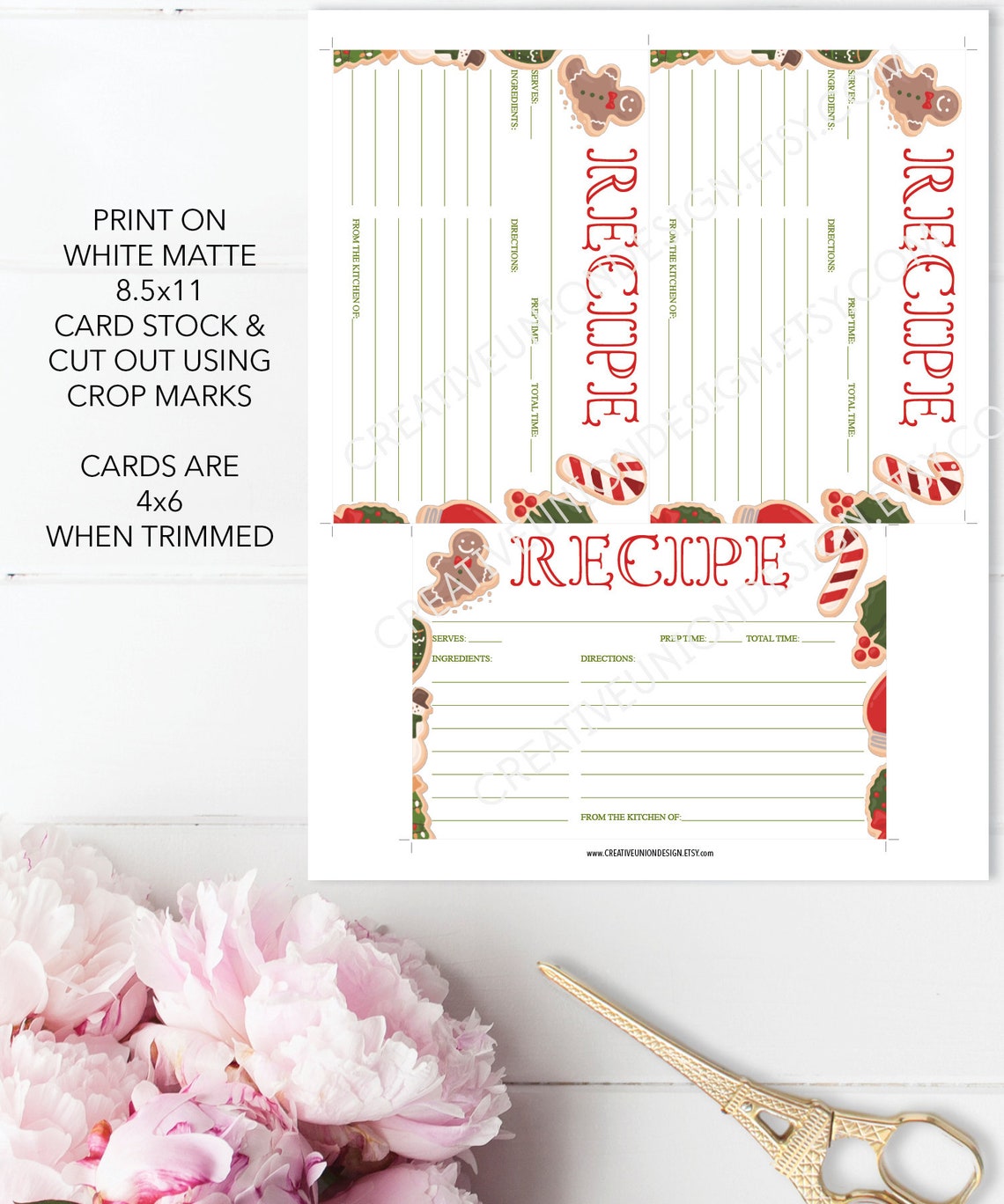 Christmas Cookie Recipe Card Printable - Christmas Recipe Cards ...