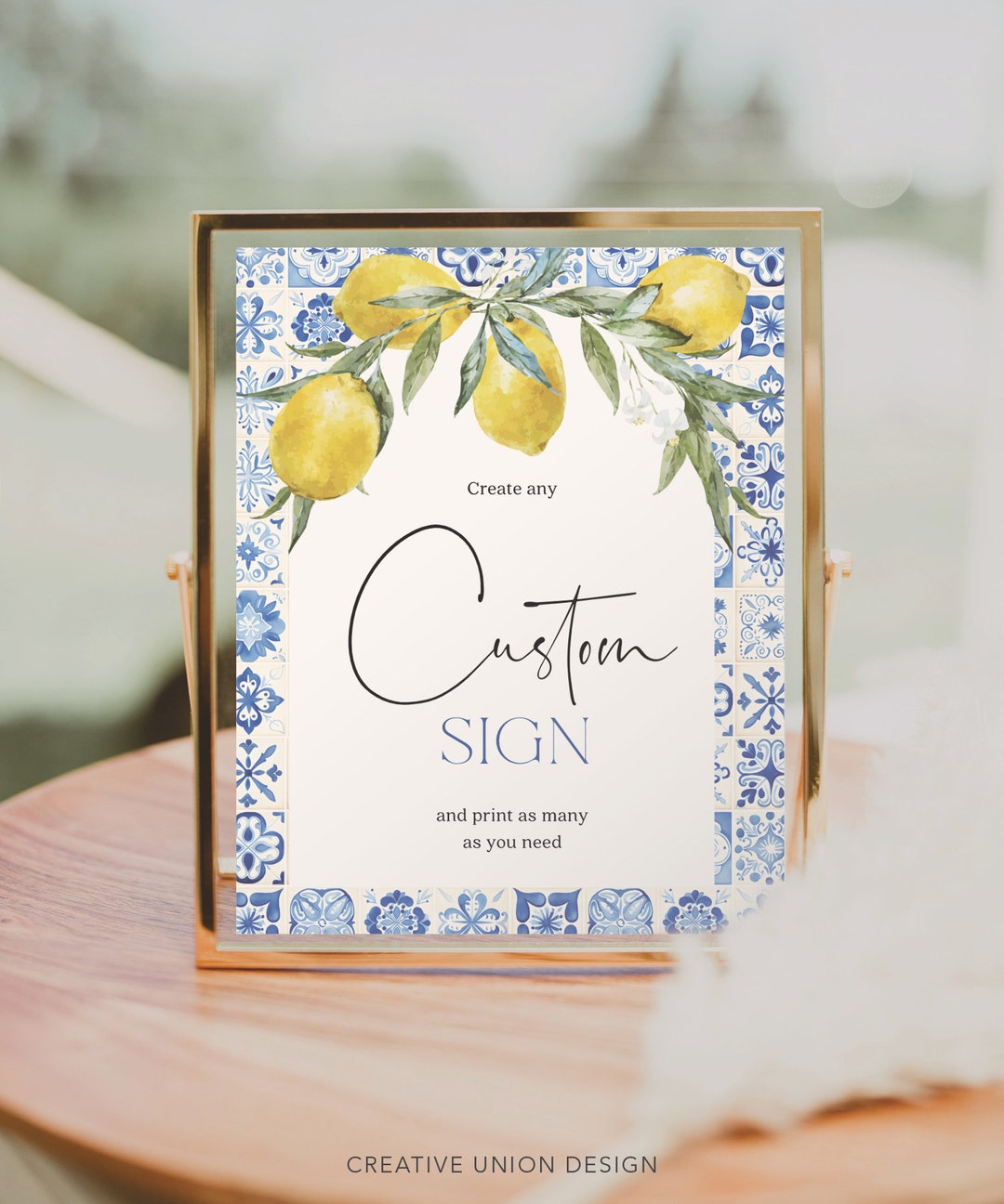Mediterranean Blue Tile Custom Sign Template, Editable Bridal Shower ...