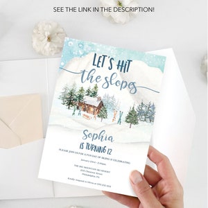 Ski Birthday Invite Template, Ski Invitation, Winter Birthday Invites ...