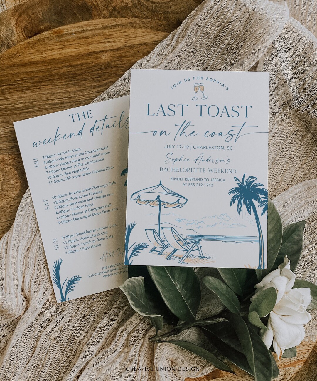 Coastal Bachelorette Party Invitation and Itinerary Template, Last ...