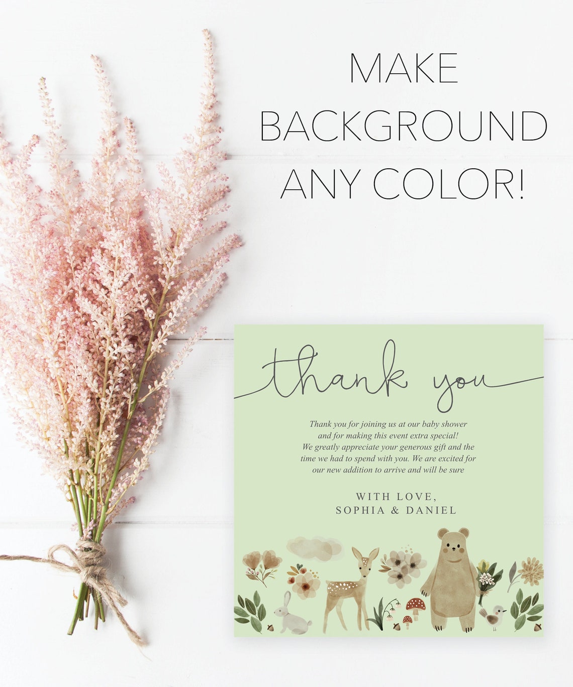 Baby Shower Thank You Card Template, Printable Baby Shower Square Card ...