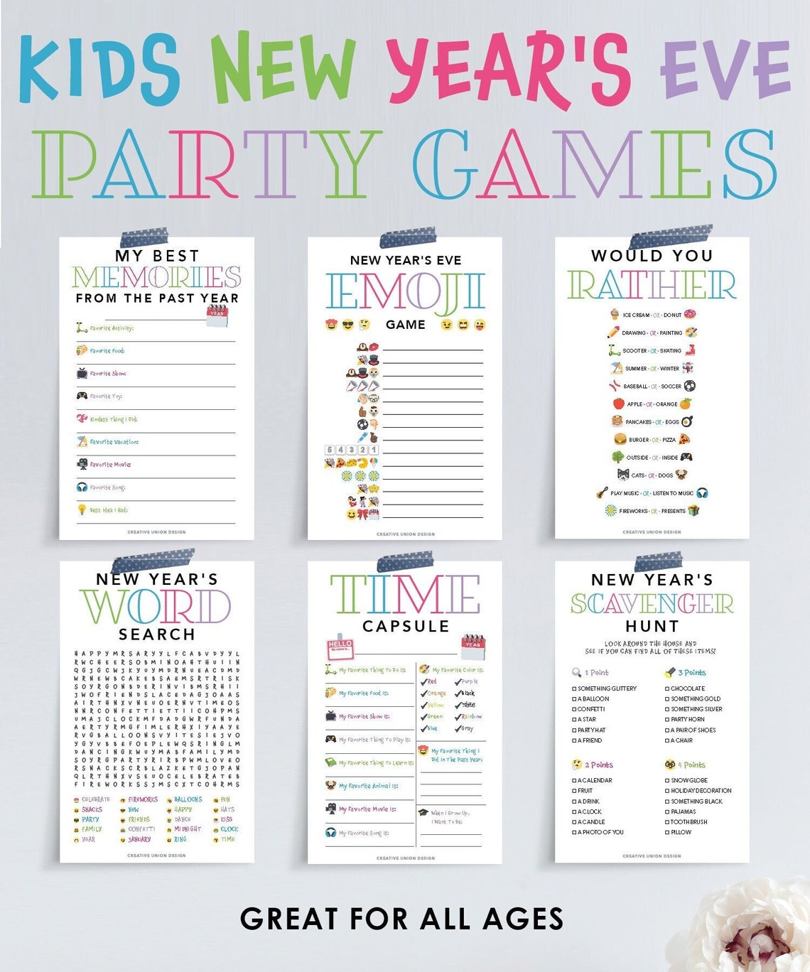 Kids New Years Eve Printable Games Bundle New Year's Eve - Etsy