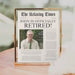 Editable Retirement Newspaper Template, Printable Newspaper, Retirement ...
