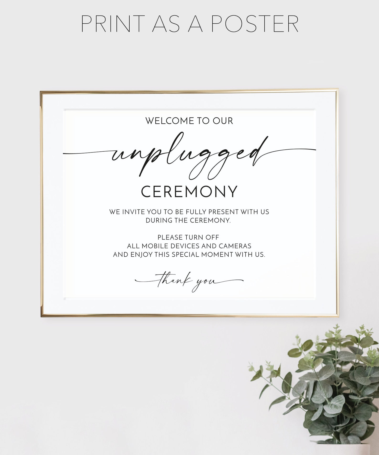 Unplugged Ceremony Sign Template Printable Unplugged Wedding | Etsy