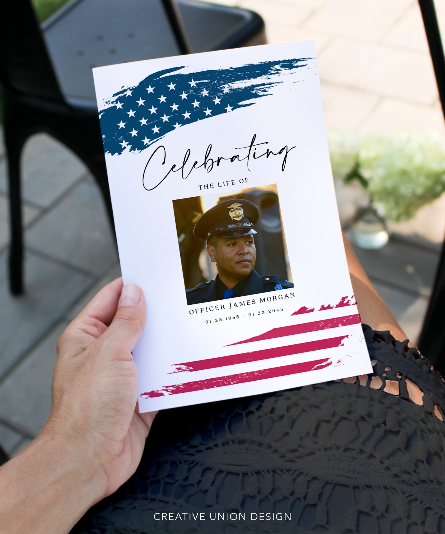 American Flag Funeral Program Template for Service Members, Veteran ...