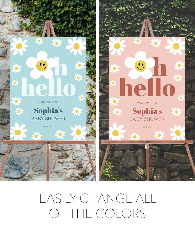 Editable Daisy Baby Shower Welcome Sign Template Welcome Baby - Etsy