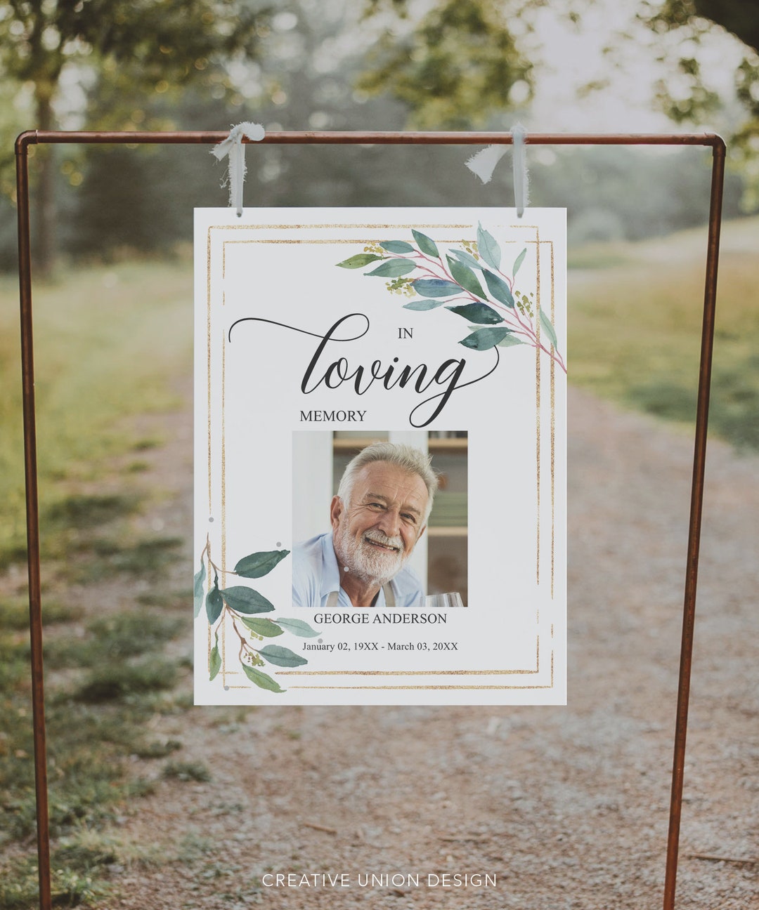 Editable Greenery Funeral Welcome Sign Template, Memorial, Celebration ...