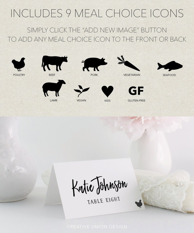 Simple Wedding Place Card Template Printable Place Cards - Etsy